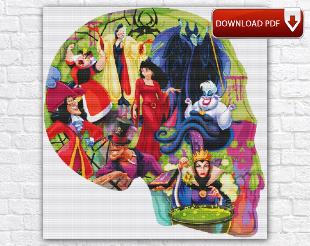 Villains Cross Stitch Pattern / Skull Cross Stitch Pattern / Maleficent ...