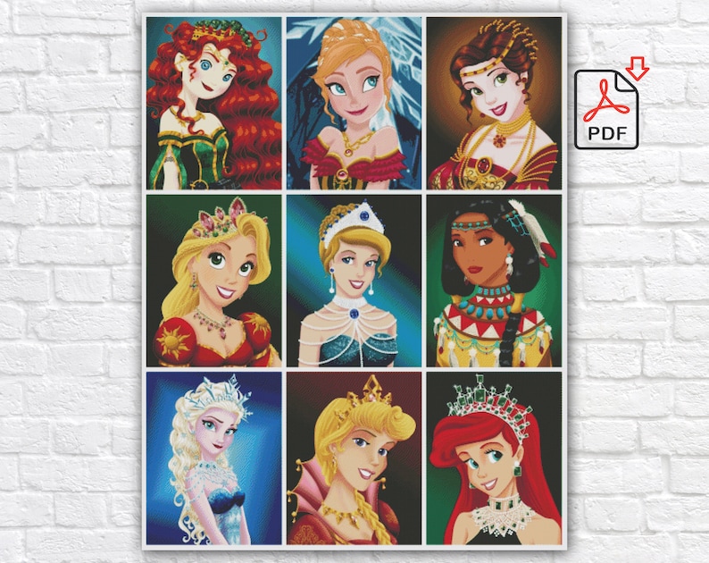 Cartoon Princess Cross Stitch Pattern / Mermaid Cross Stitch Pattern ...