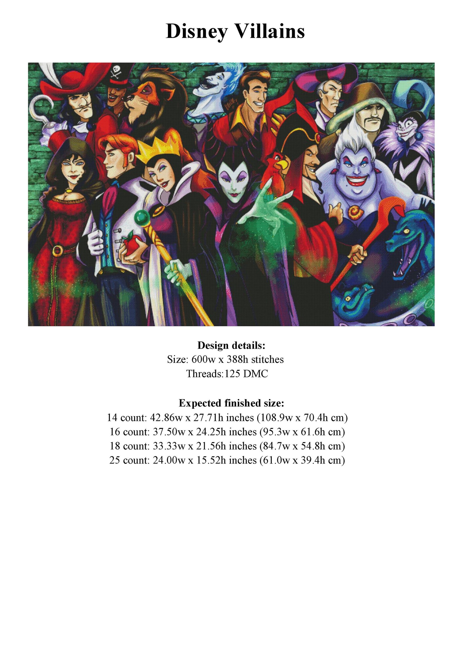 Villains Cross Stitch Pattern / Maleficent Cross Stitch Pattern ...
