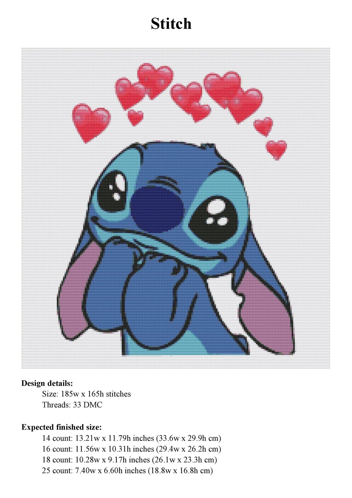 Stitch Cross Stitch Pattern / Cartoon Cross Stitch Pattern / Lilo and ...