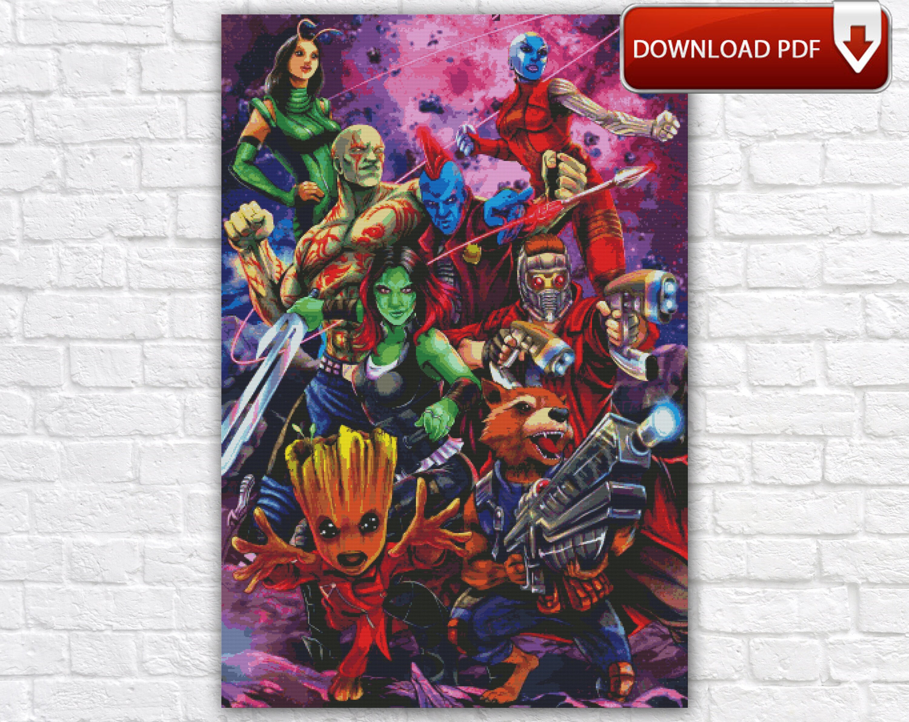 Guardians of the Galaxy Cross Stitch Pattern / Marvel Cross Stitch ...