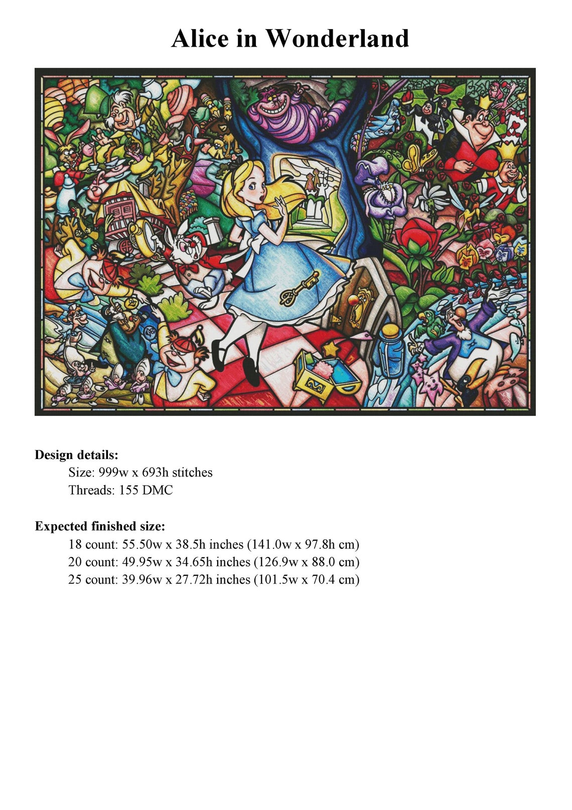 Alice in Wonderland Cross Stitch Pattern / Cartoon Alice Cross Stitch ...