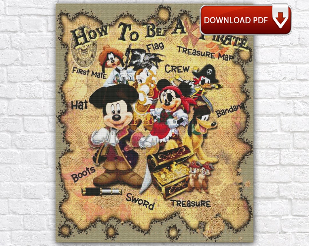 Mickey Mouse Cross Stitch Pattern / Cartoon Characters Cross Stitch ...