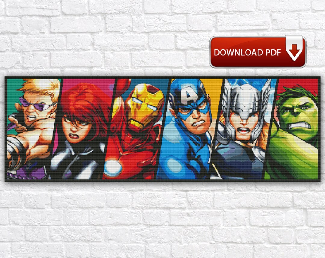 Avengers Heroes Cross Stitch Pattern / Marvel Counted Cross Stitch PDF ...