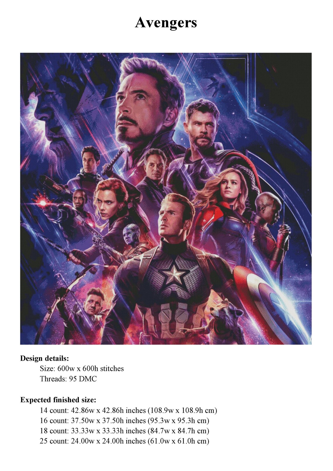 Avengers Cross Stitch Pattern / Marvel Cross Stitch Pattern / Marvel ...