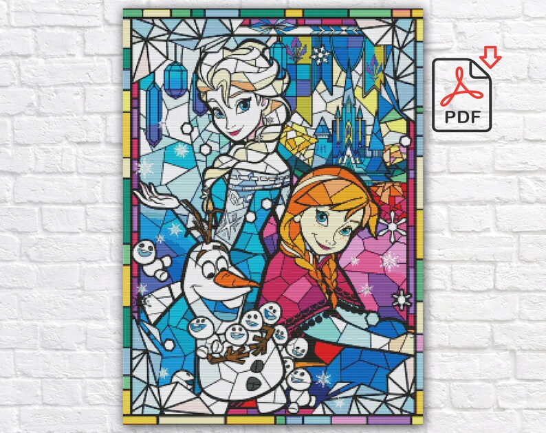 Frozen Cross Stitch Pattern / Frozen Stained Glass Cross Stitch PDF ...