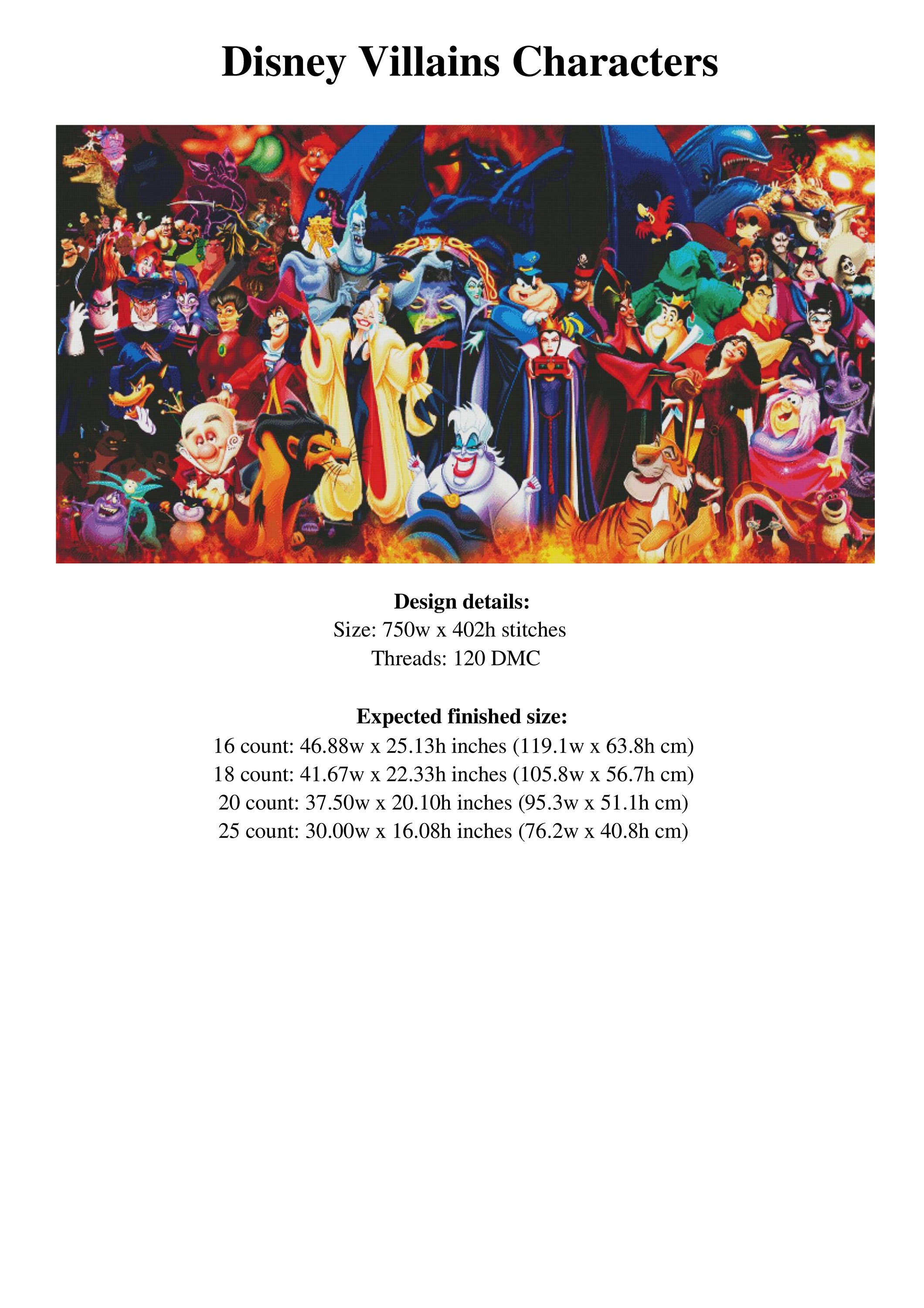 Villains Cross Stitch Pattern / Cartoon Villains Characters PDF Cross ...