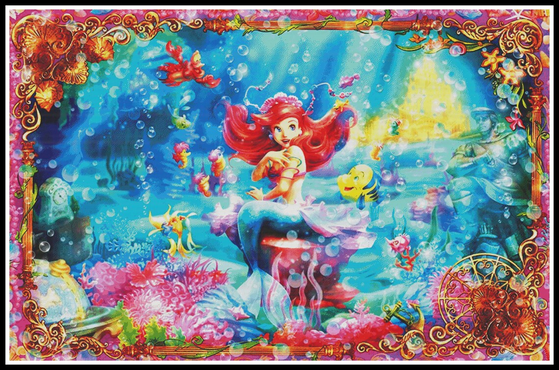 Ariel Cross Stitch Pattern: Little Mermaid Princess (PDF Pattern) - Etsy