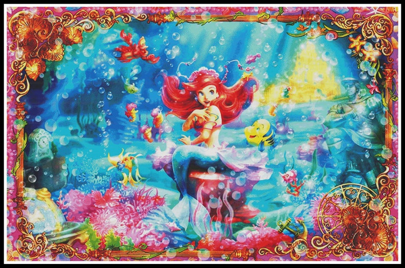 Ariel Cross Stitch Pattern: Little Mermaid Princess (PDF Pattern) - Etsy