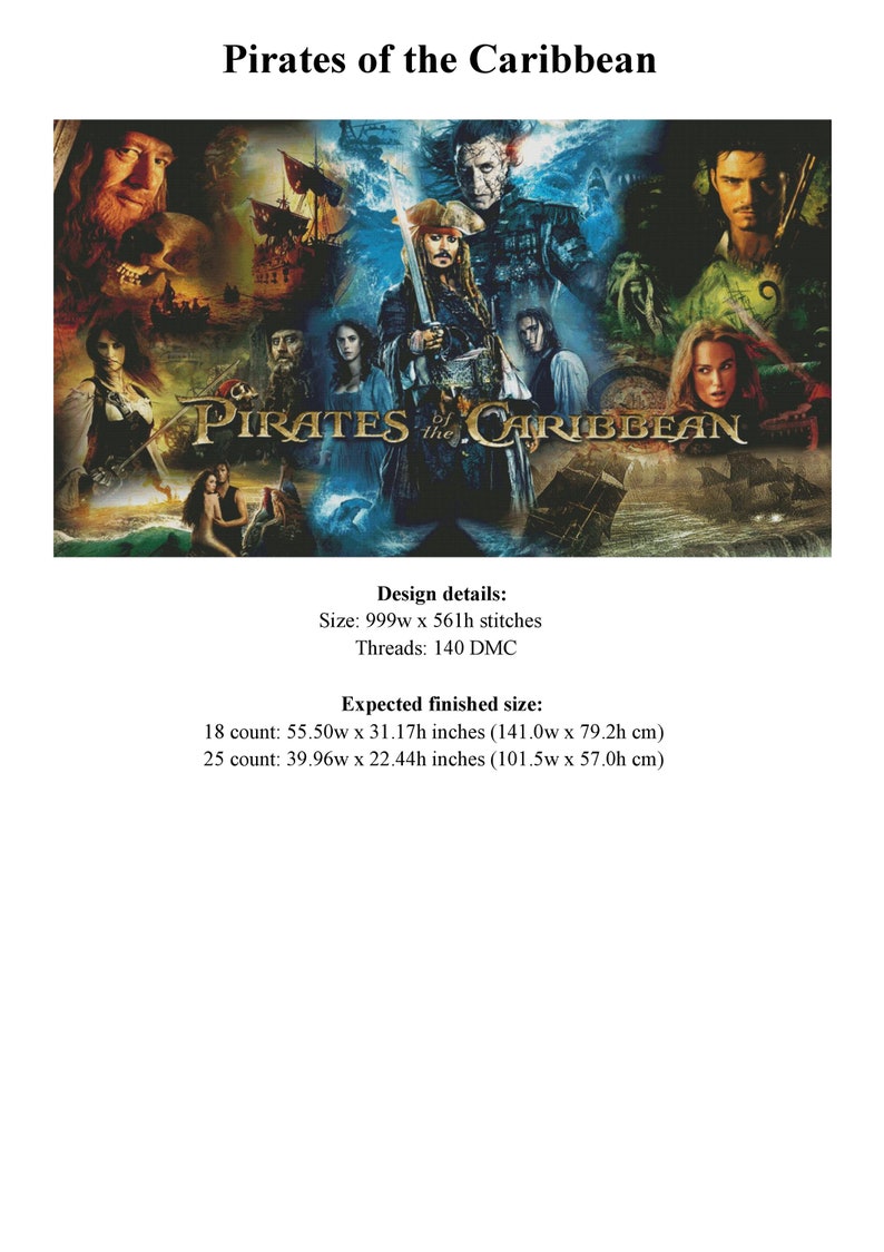 Pirates of the Caribbean Cross Stitch Pattern / Johnny Depp Cross ...