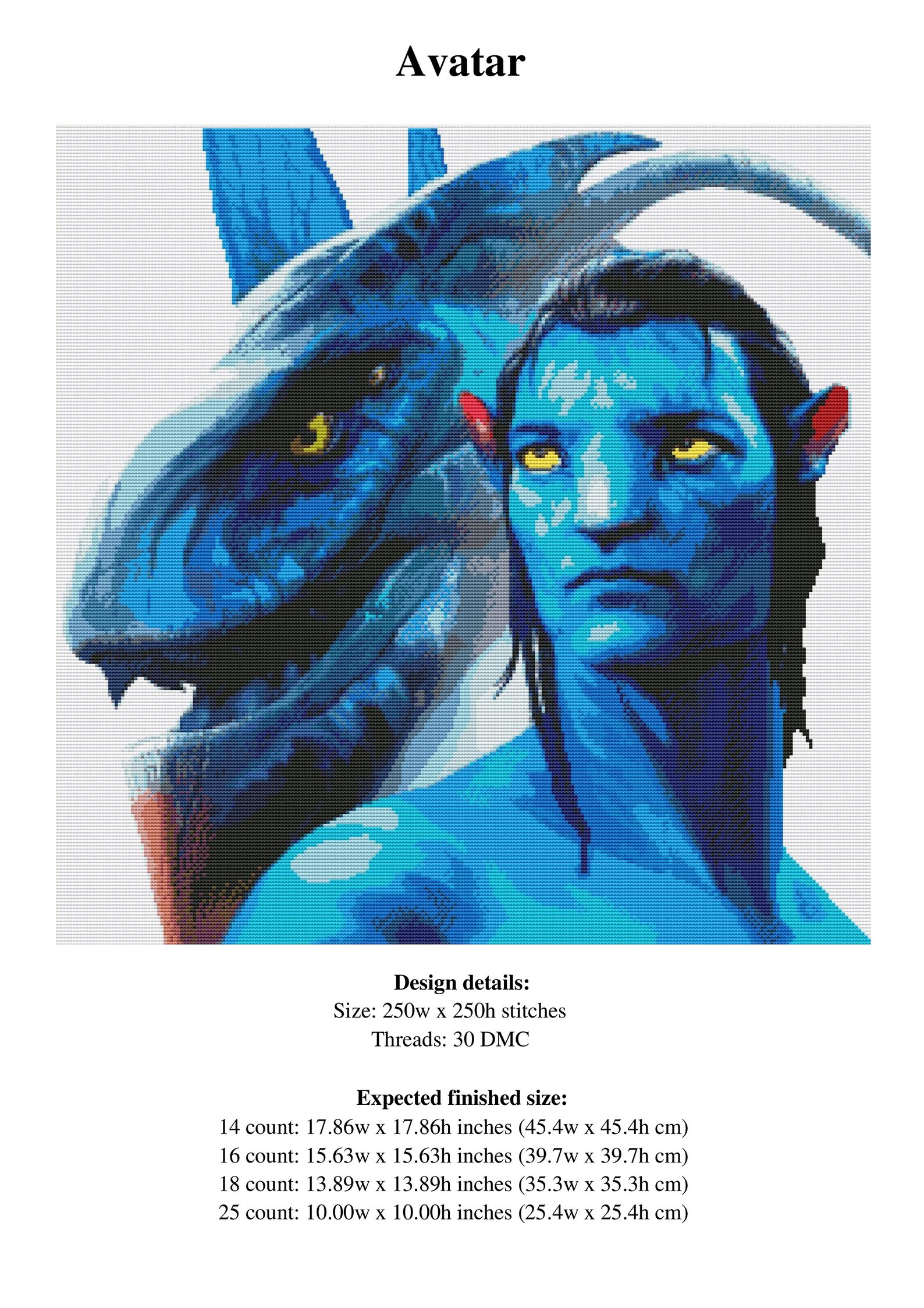 Avatar Cross Stitch Pattern / Jake Sully Cross Stitch / Pandora Na'vi ...