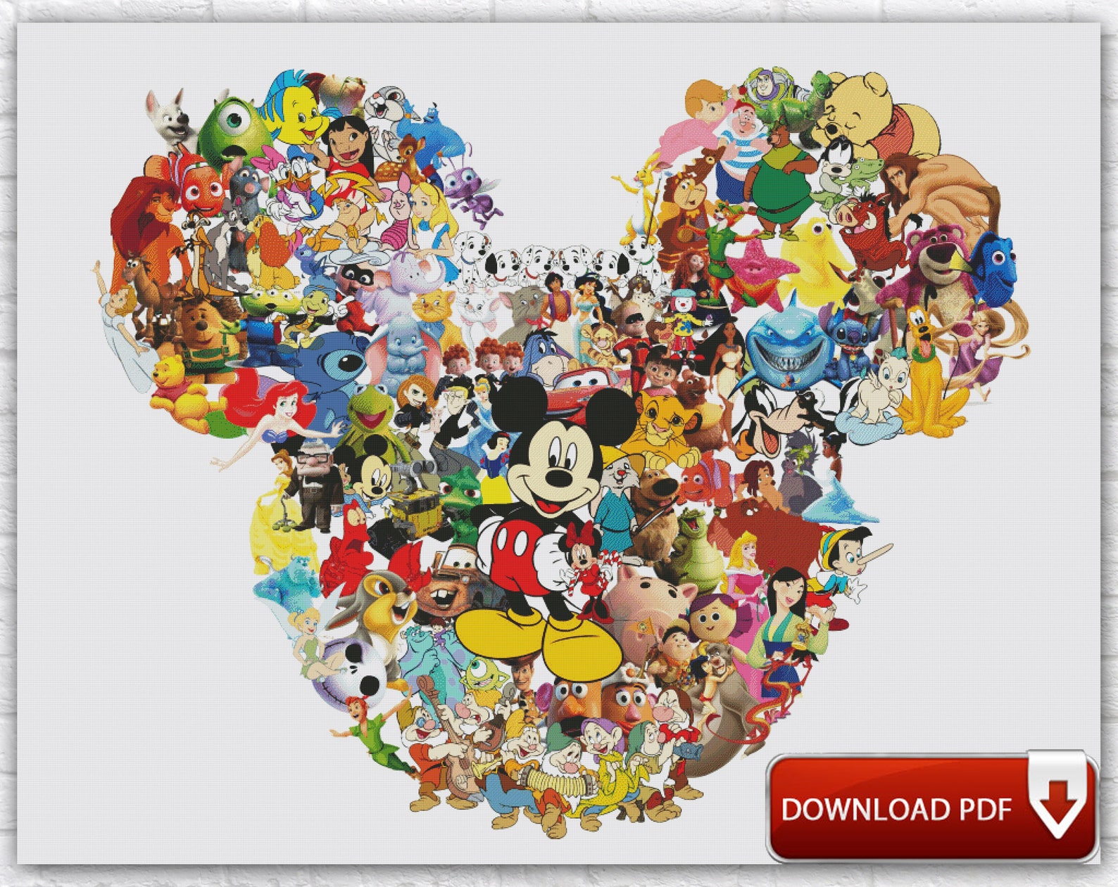 Mickey Mouse Cross Stitch Pattern / Cartoon Cross Stitch Pattern ...