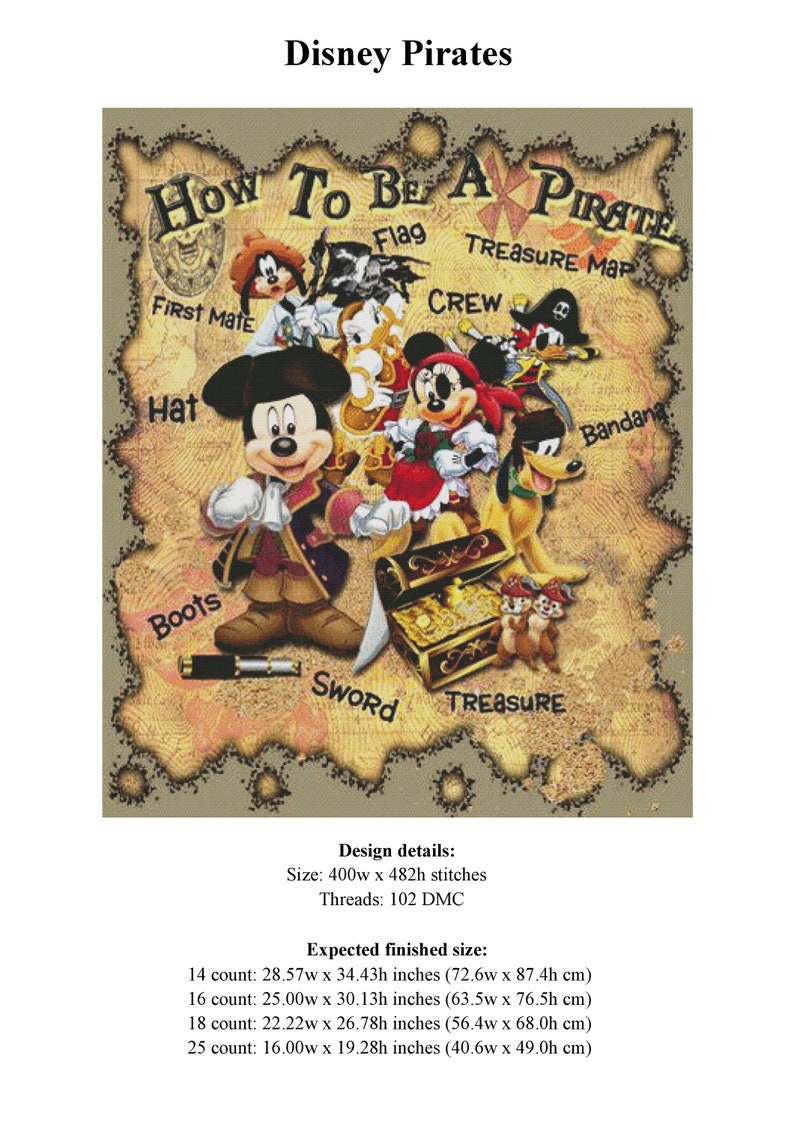 Mickey Mouse Cross Stitch Pattern / Cartoon Characters Cross Stitch ...