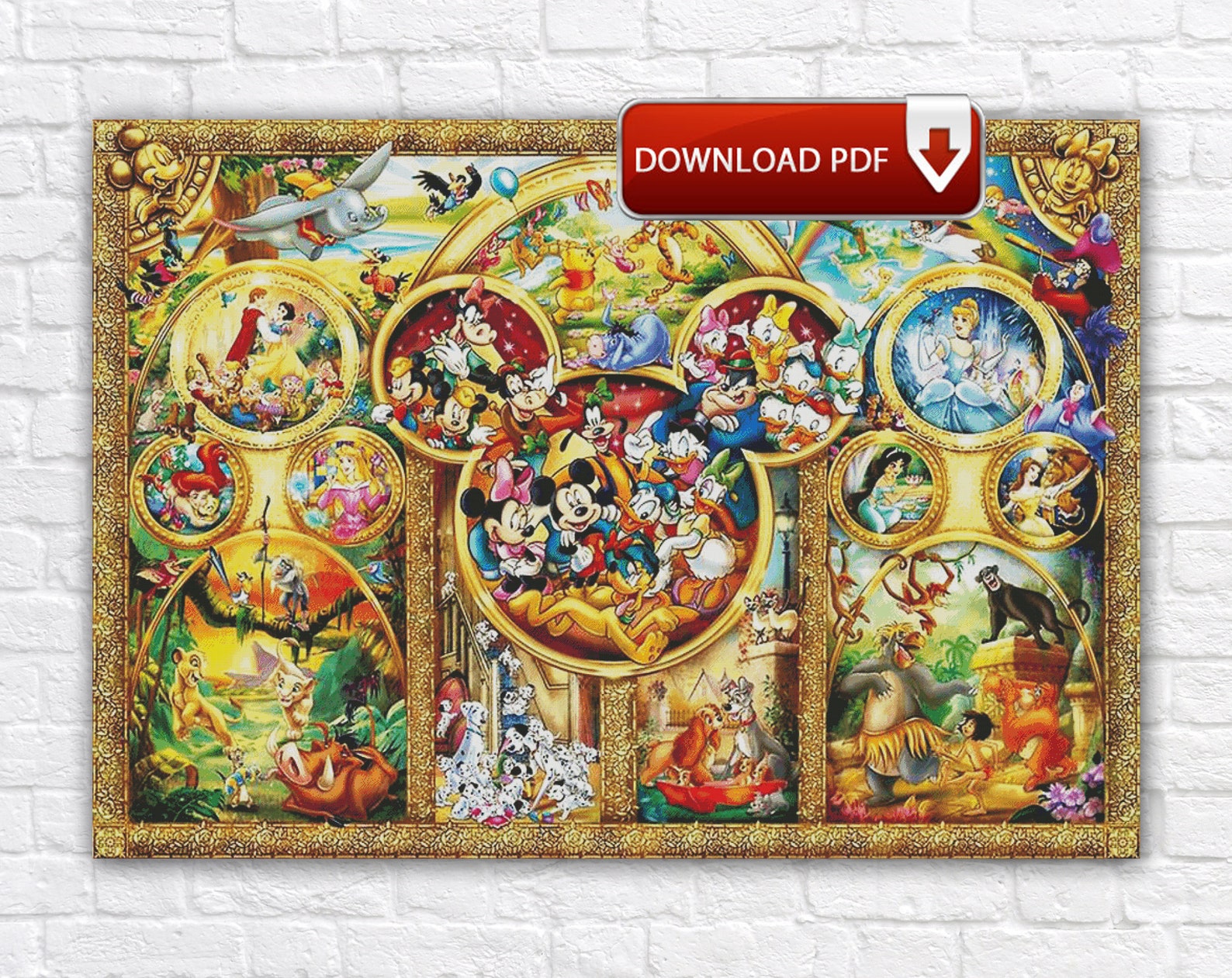 Cartoon Cross Stitch Pattern / Stained Glass Cross Stitch Chart ...