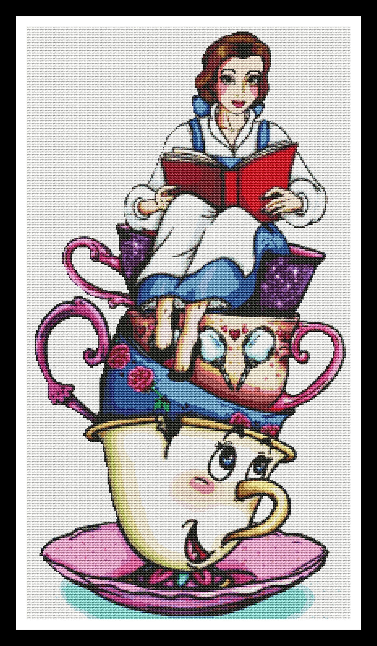 Beauty and the Beast Cross Stitch Pattern / Cartoon Cross Stitch ...