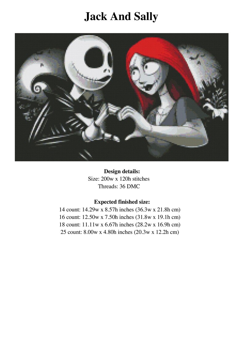 Jack and Sally Cross Stitch Pattern / Nightmare Before Christmas Cross ...