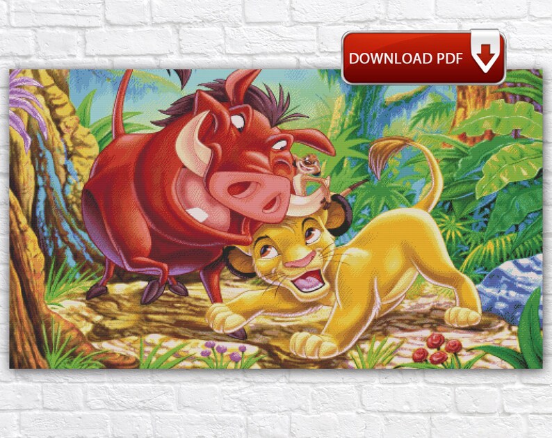 Lion King Cross Stitch Pattern / Cartoon Cross Stitch Pattern / Simba ...