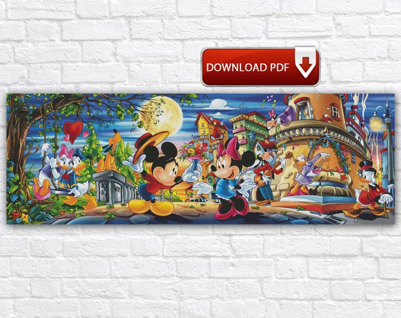Mickey Mouse Cross Stitch Pattern / Cartoon Characters Cross Stitch ...