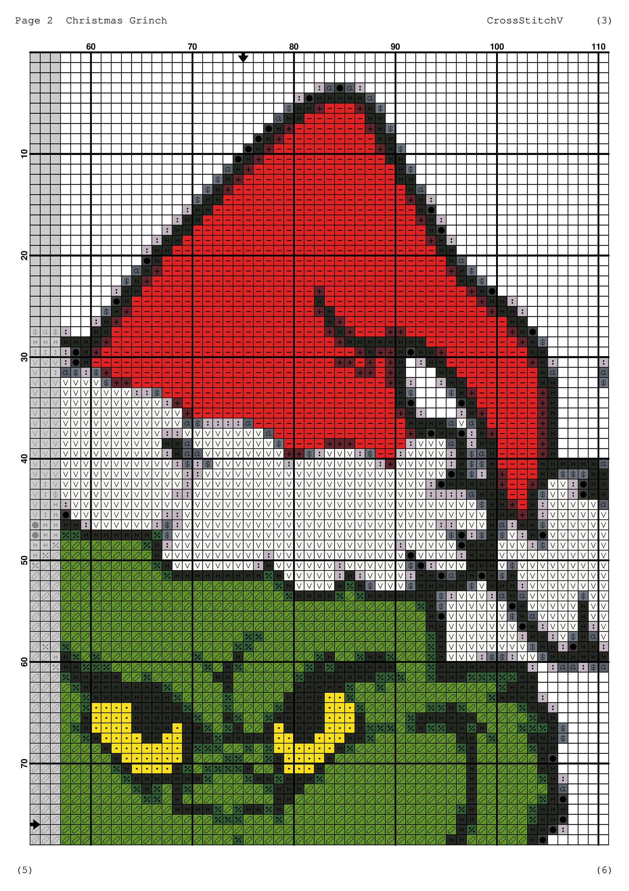 Grinch Cross Stitch Pattern, Christmas Embroidery Design, Digital ...