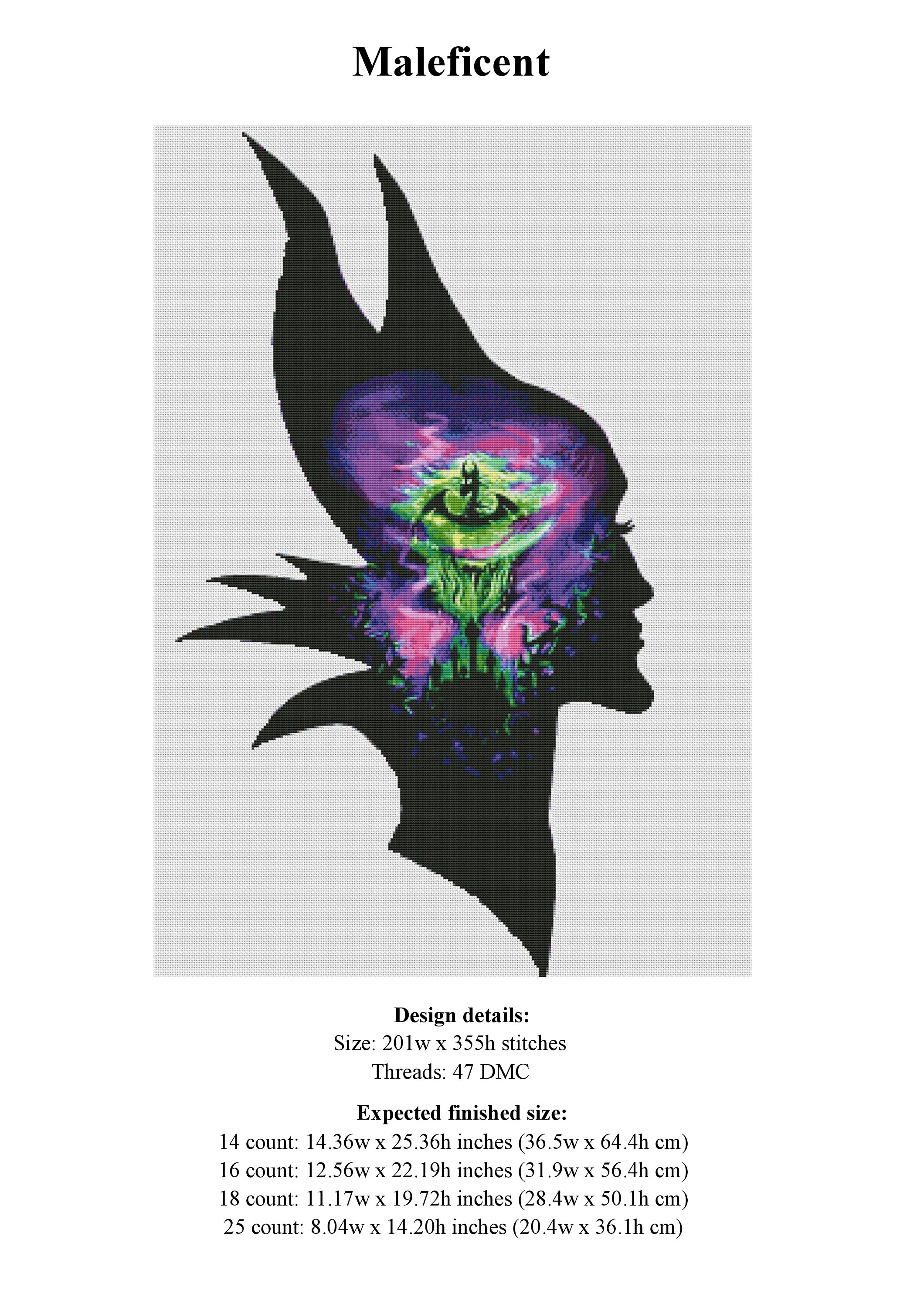 Maleficent Cross Stitch Pattern / Villains Cross Stitch Pattern ...