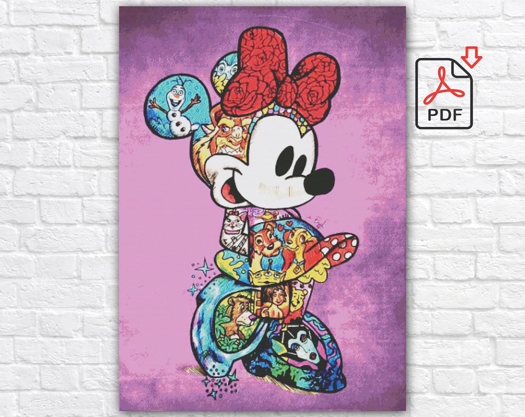 Minnie Mouse Cross Stitch Pattern / Cartoon Cross Stitch Pattern ...