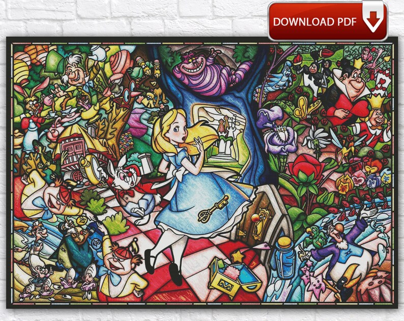 Alice in Wonderland Cross Stitch Pattern / Cartoon Alice Cross Stitch ...