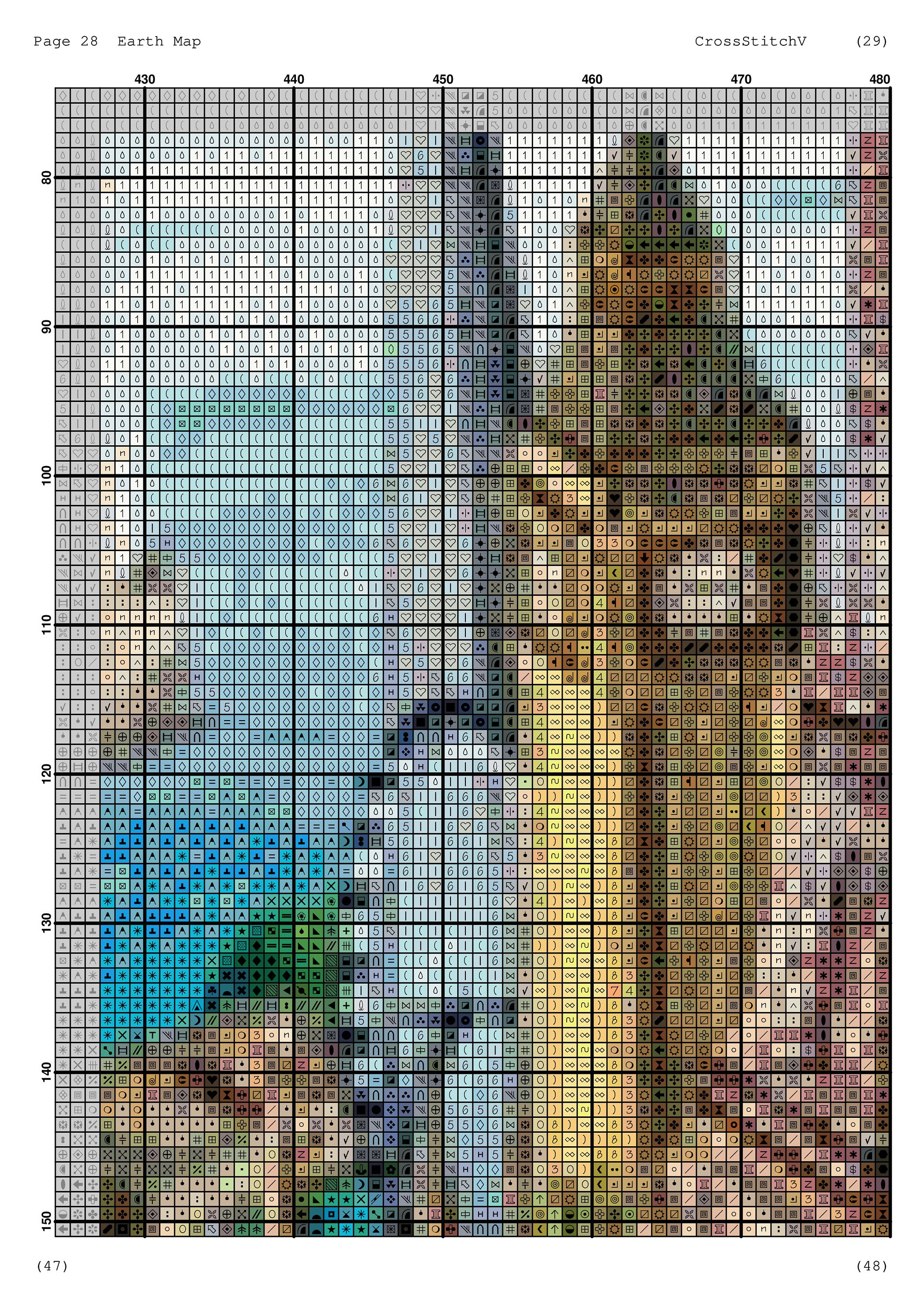 World Map Cross Stitch Pattern / Ocean Map Cross Stitch Pattern / Earth ...