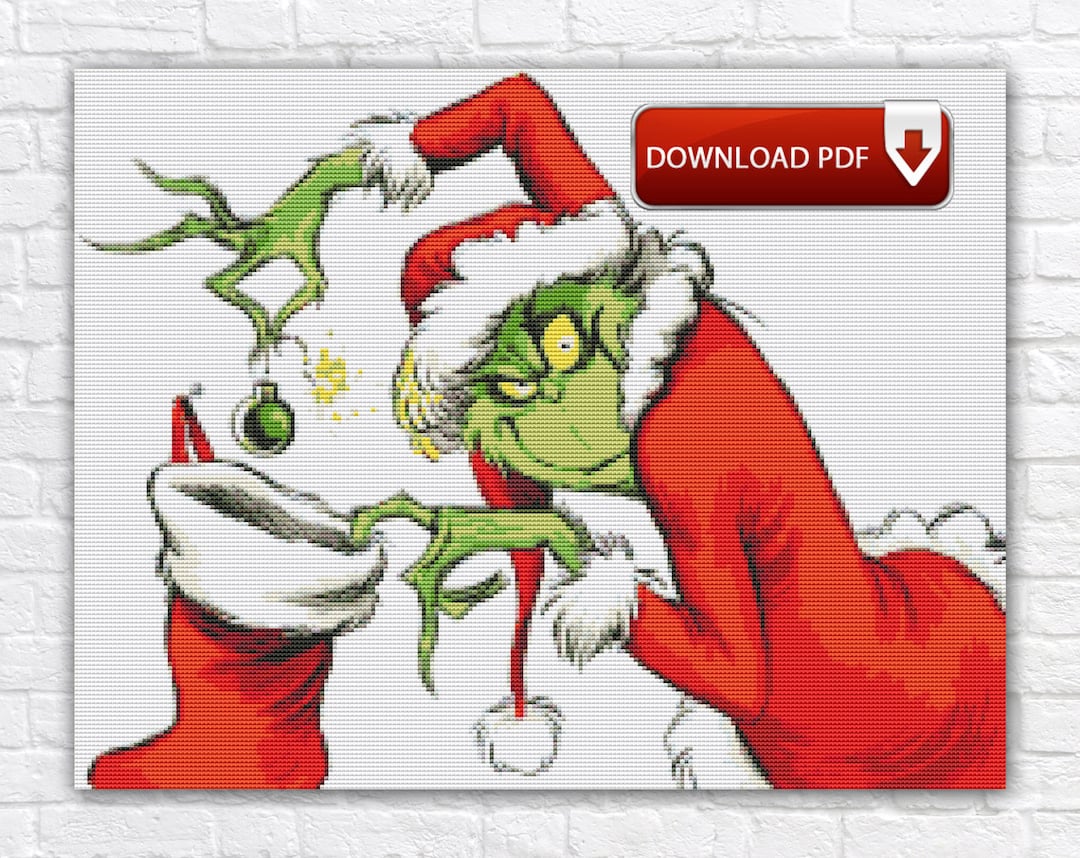 Grinch Cross Stitch Pattern / Christmas Cross Stitch Pattern / New Year ...