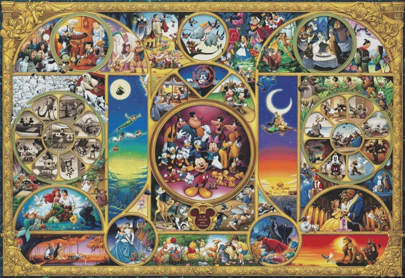 Cartoon Characters Cross Stitch Pattern / Large Stained Glass PDF Cross ...