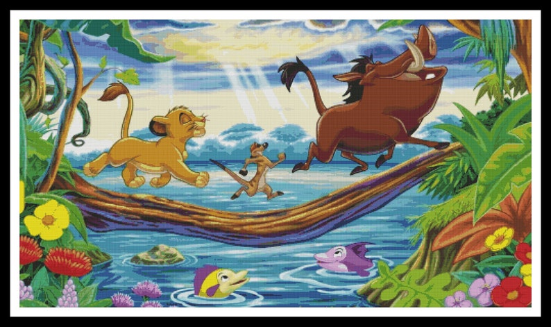 Lion King Cross Stitch Pattern / Cartoon Cross Stitch PDF Chart / Simba ...