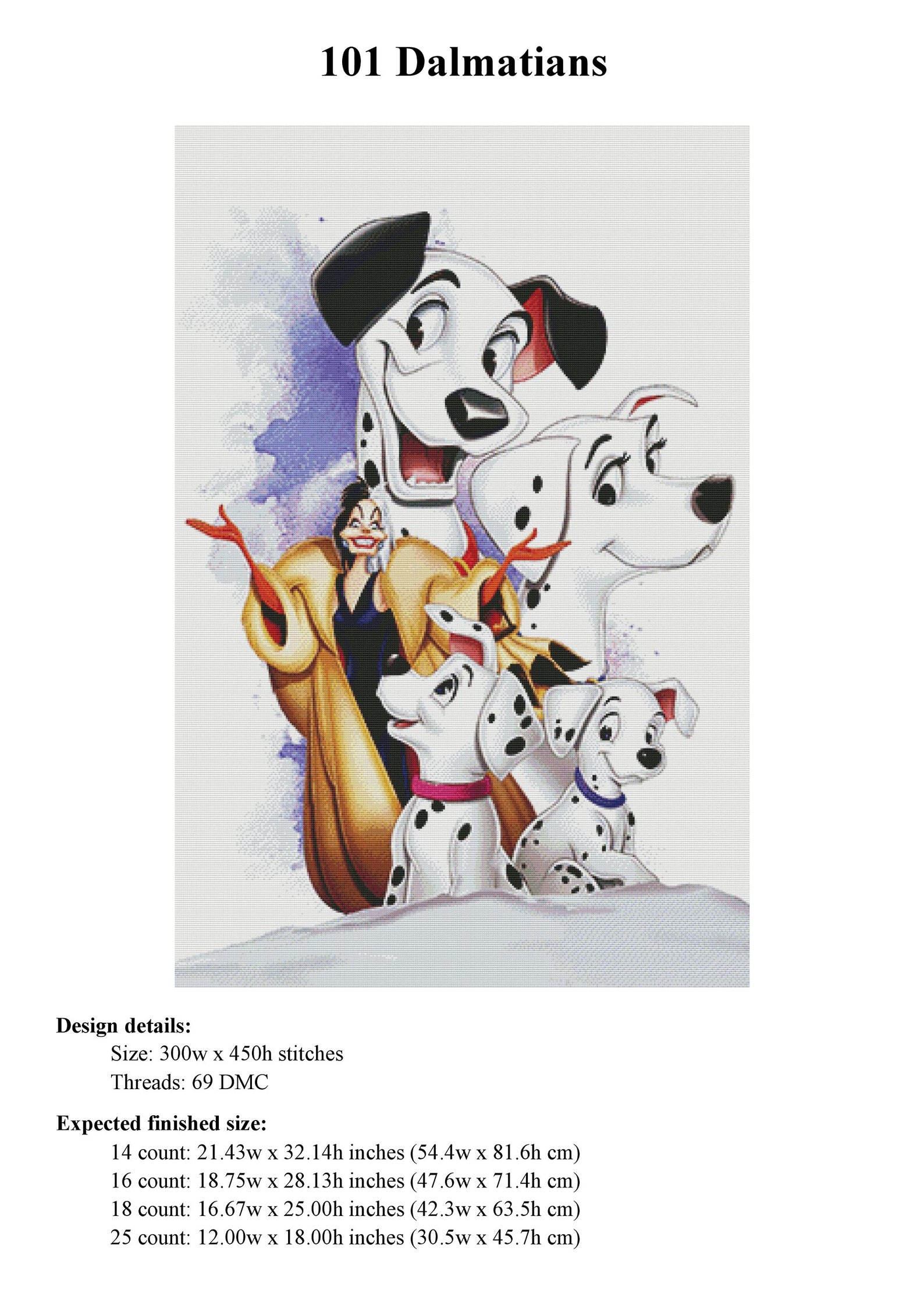 101 Dalmatians Cross Stitch Pattern / Dalmatians PDF Cross Stitch Chart ...