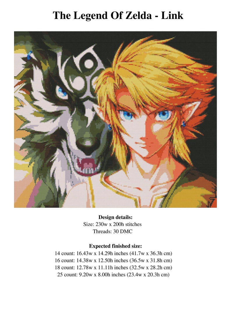Legend of Zelda Cross Stitch Pattern / Link Cross Stitch Pattern ...