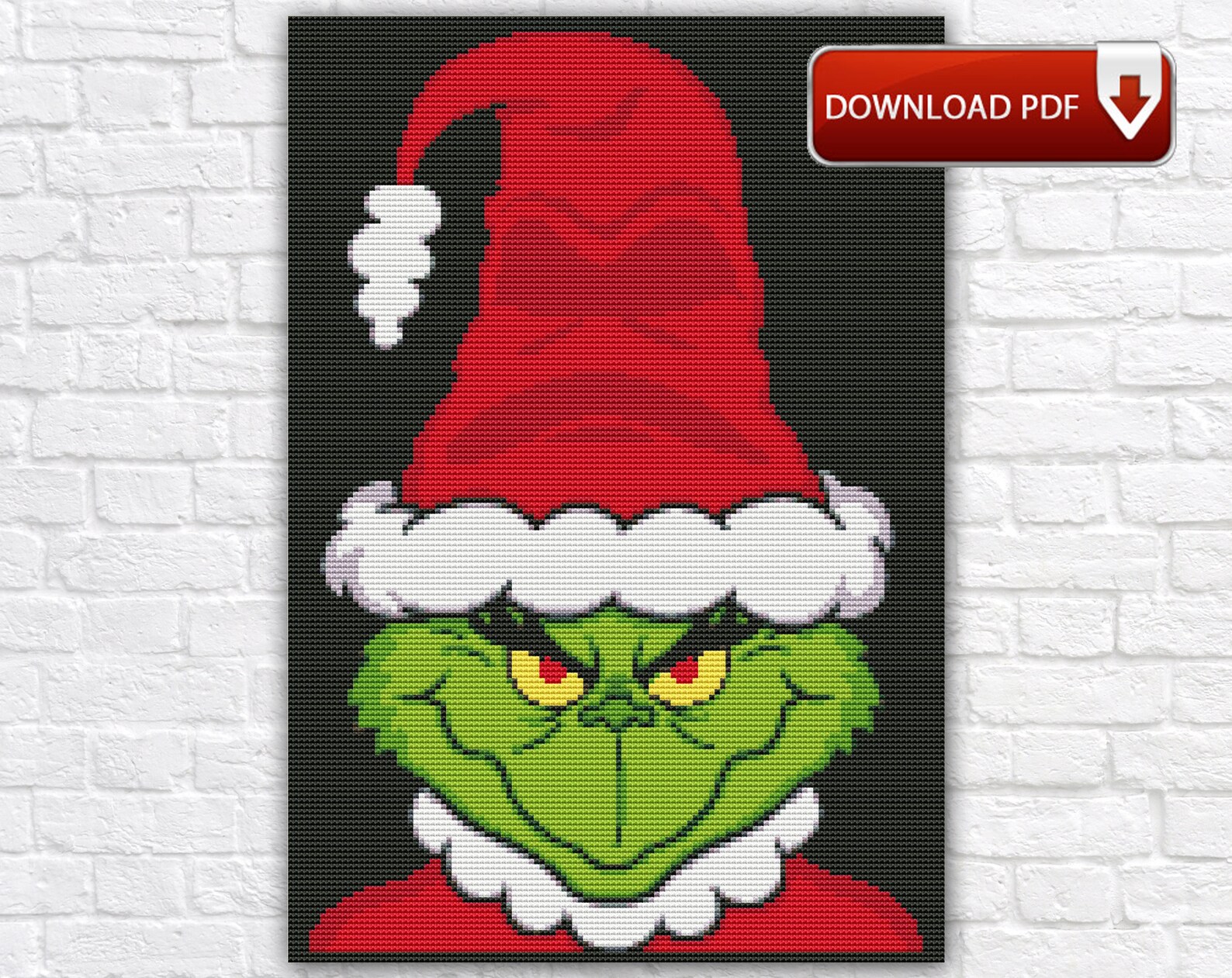 Grinch Counted Cross Stitch Pattern / Christmas PDF Cross Stitch Chart ...