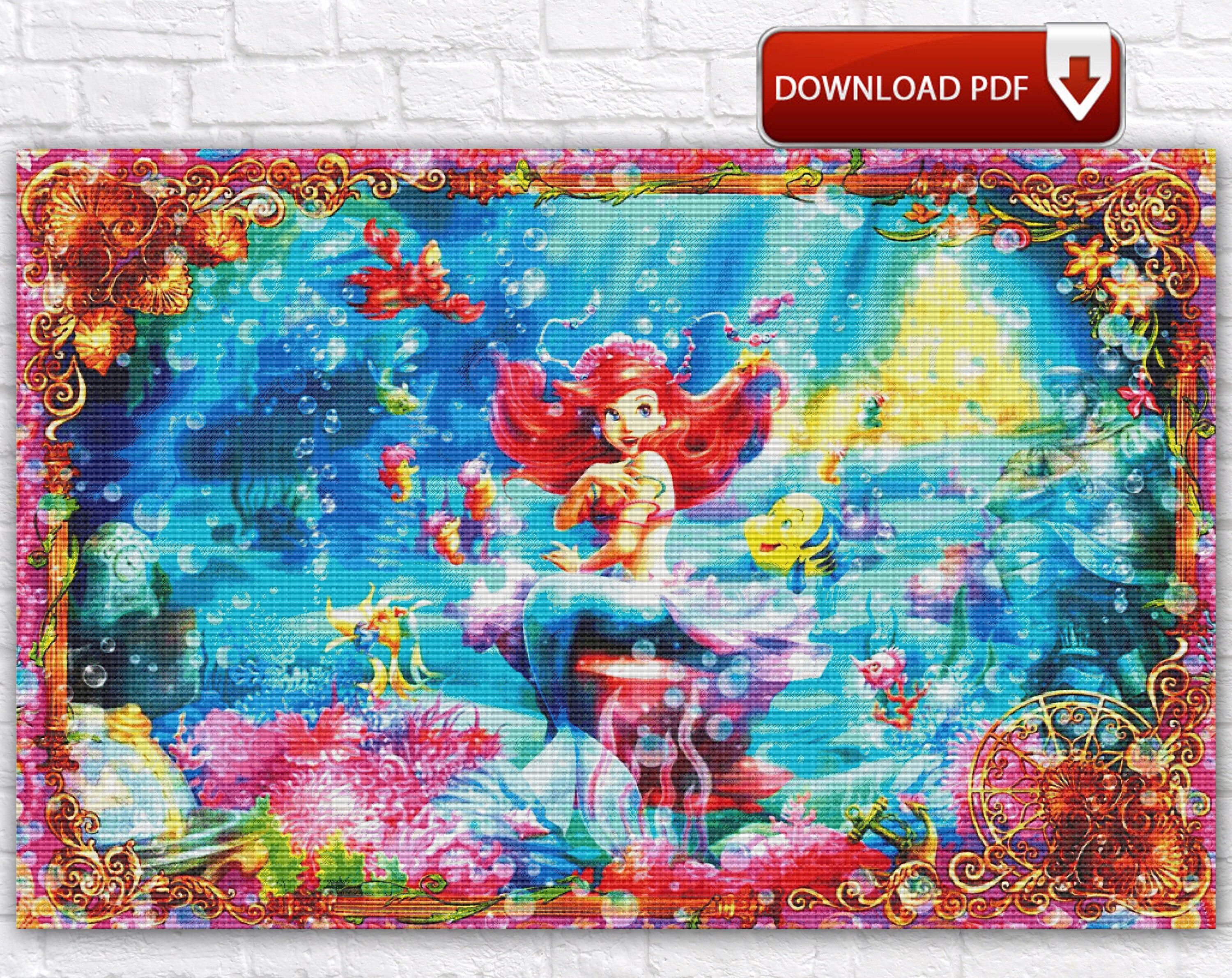 Ariel Cross Stitch Pattern: Little Mermaid Princess (PDF Pattern) - Etsy