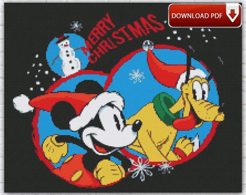 Mickey Mouse Cross Stitch Pattern / Christmas Cross Stitch Pattern ...