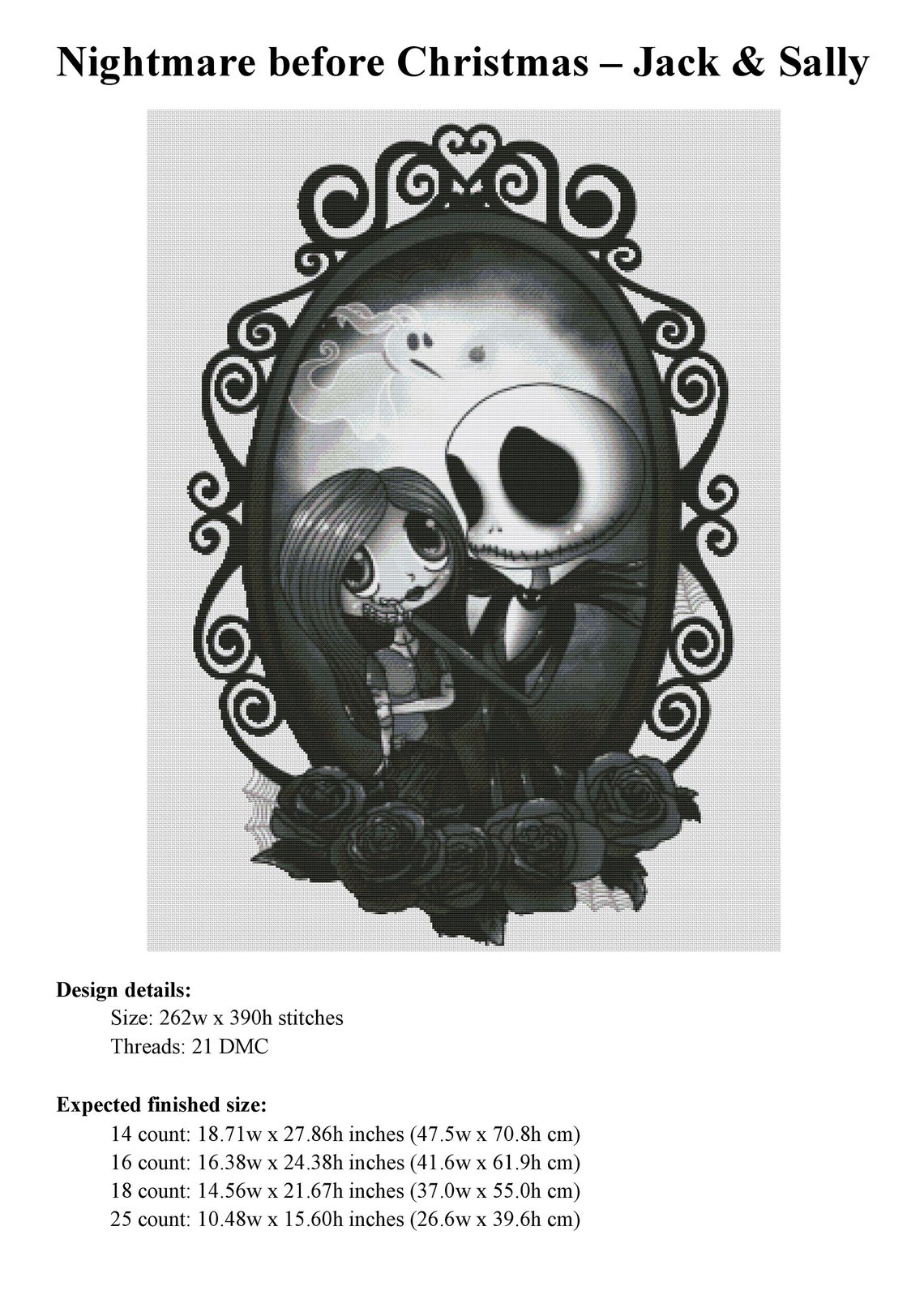 Jack and Sally Cross Stitch Pattern / Nightmare Before Christmas Cross ...