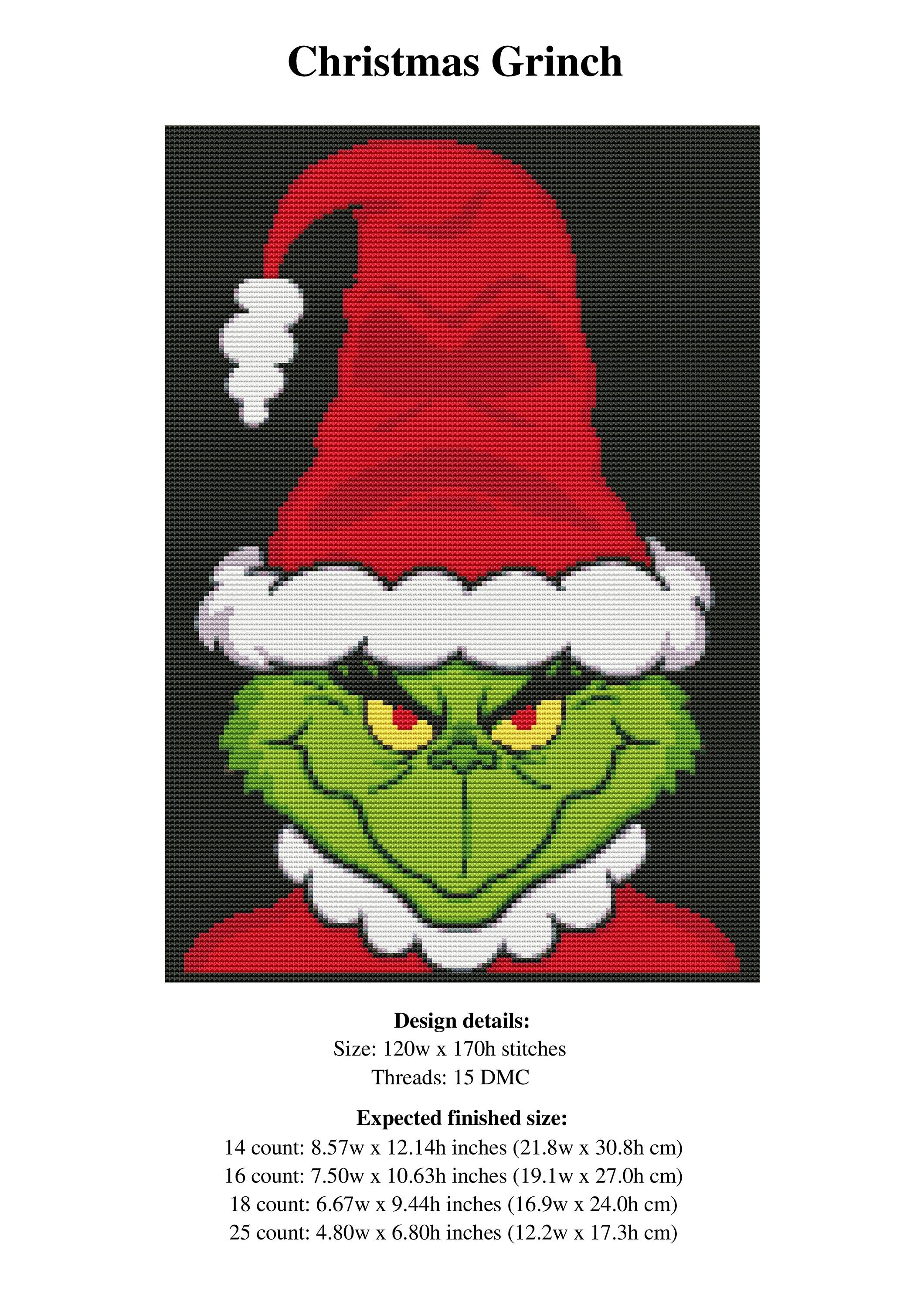Grinch Counted Cross Stitch Pattern / Christmas PDF Cross Stitch Chart ...