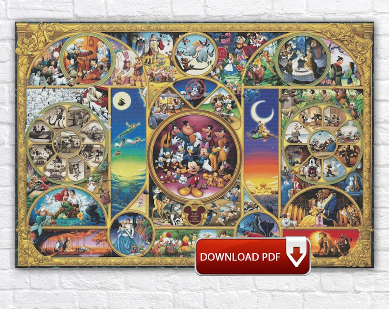 Cartoon Characters Cross Stitch Pattern / Large Stained Glass PDF Cross ...