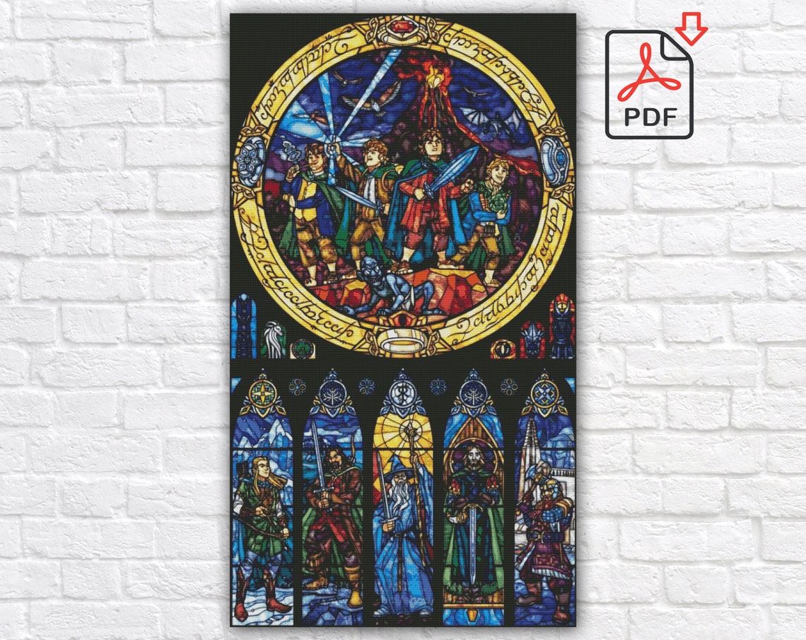 Lord of the Rings Stained Glass Cross Stitch Pattern / Hobbit Movie PDF ...