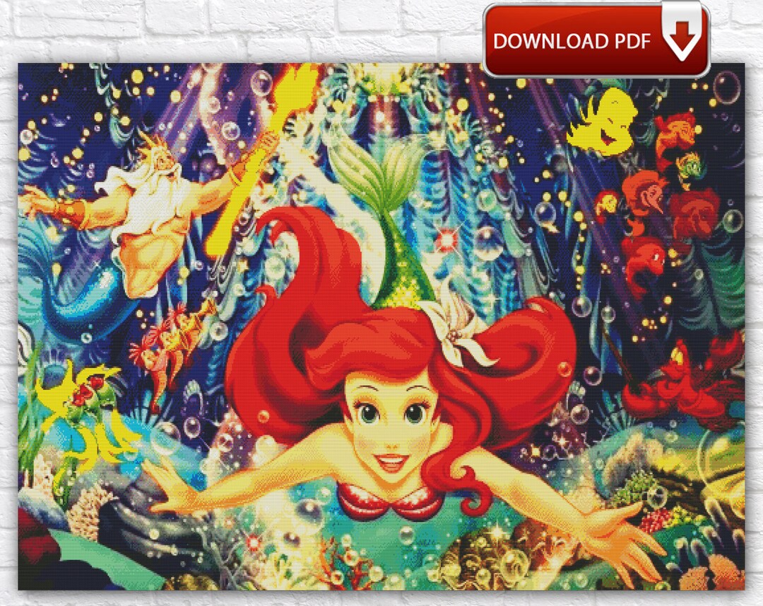 The Little Mermaid Cross Stitch Pattern / Princess Ariel Cross Stitch ...