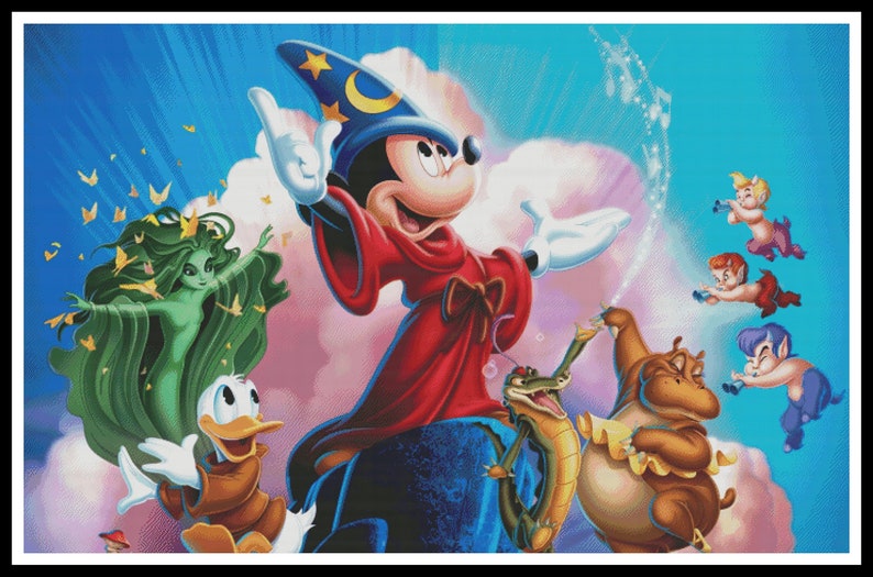 Mickey Mouse Cross Stitch Pattern / Large Cartoon Cross Stitch Pattern ...