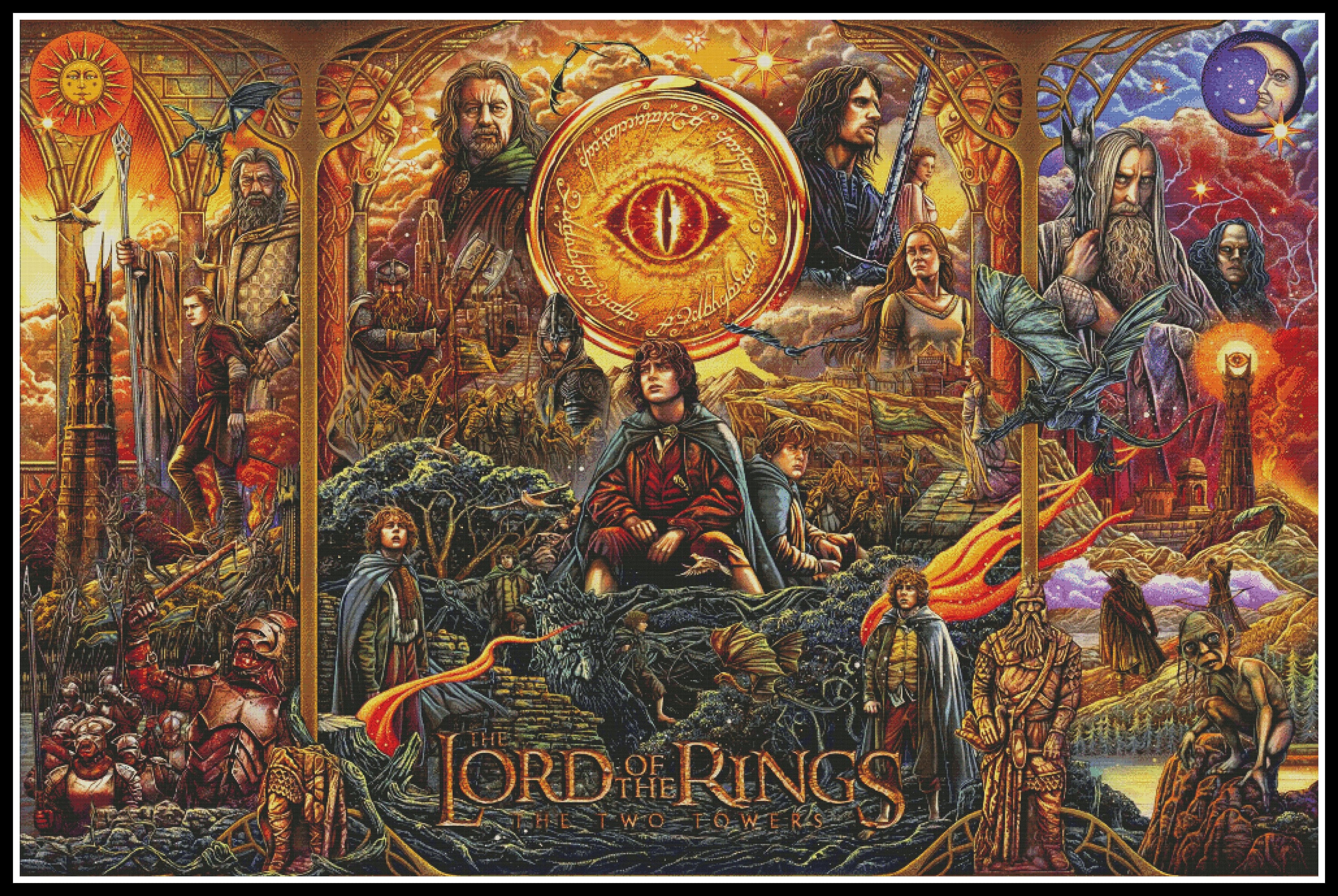 Lord of the Rings Cross Stitch Pattern, the Two Towers Embroidery ...