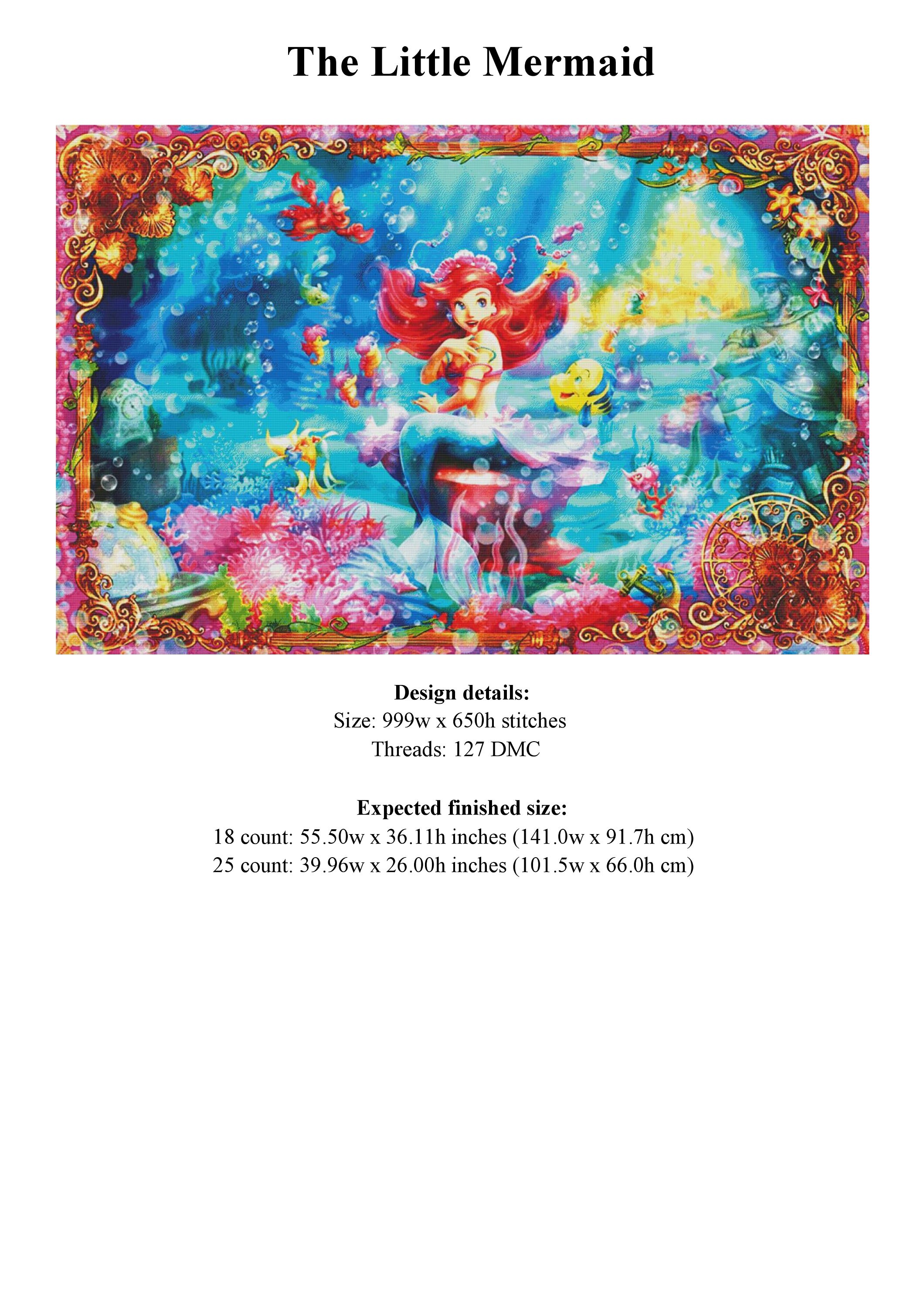 Ariel Cross Stitch Pattern: Little Mermaid Princess (PDF Pattern) - Etsy