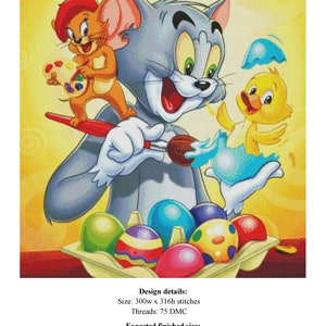 Tom and Jerry Cross Stitch Pattern / Cartoon Cross Stitch Pattern ...