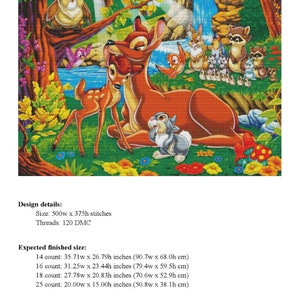Bambi Cross Stitch Pattern / Cartoon Cross Stitch Pattern / Deer Cross ...