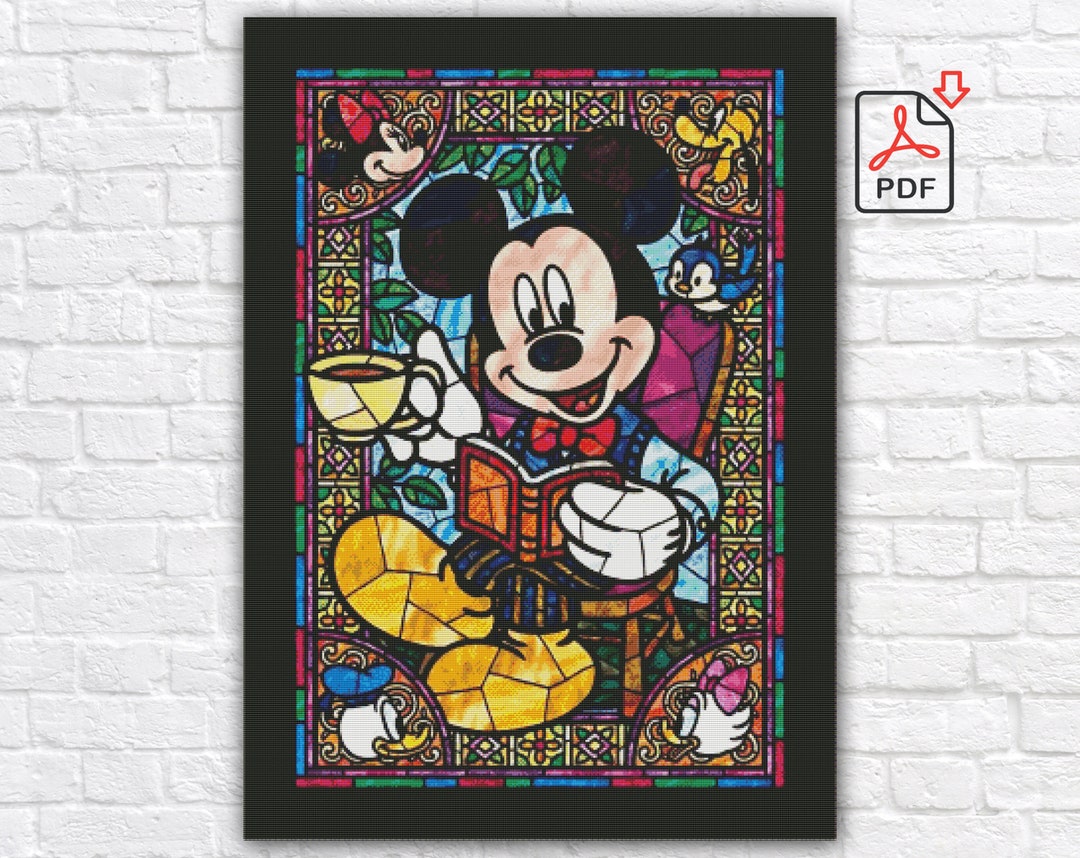 Mickey Mouse Stained Glass Cross Stitch Pattern (printable PDF) - Etsy