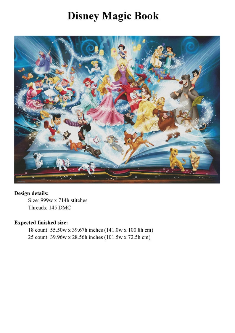Mickey Mouse Cross Stitch Pattern / Magic Book Cross Stitch Pattern ...