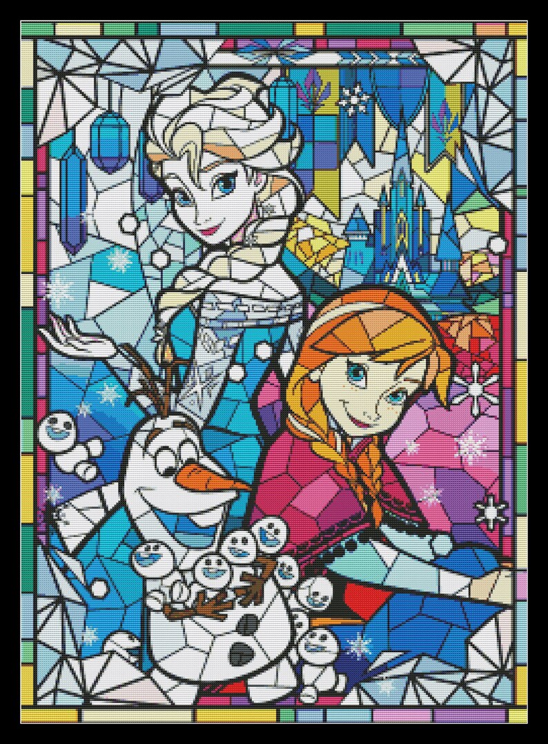 Frozen Cross Stitch Pattern / Frozen Stained Glass Cross Stitch PDF ...