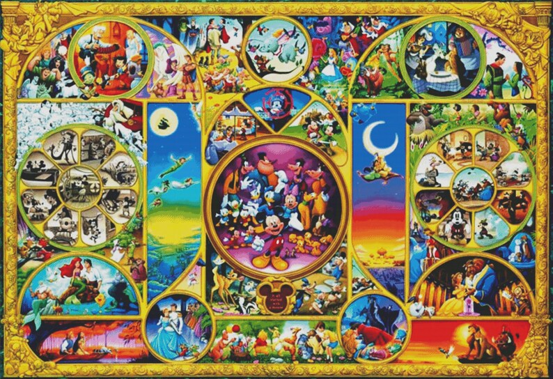 Cartoon Characters Cross Stitch Pattern / Large Stained Glass Cross ...