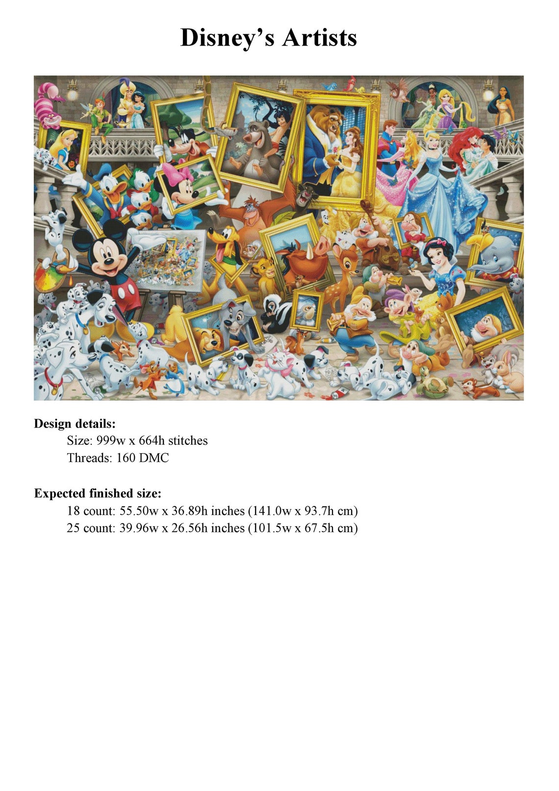 Cartoon Cross Stitch Pattern / Large Cross Stitch Pattern / Mickey ...